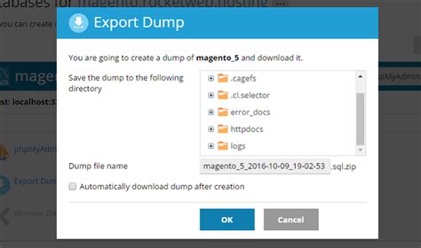PhpMyAdmin Dump Del Database