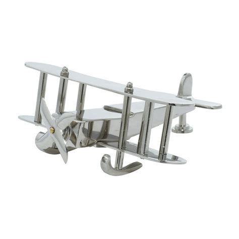 Decmode Aluminum Plane Modern Sculpture Silver