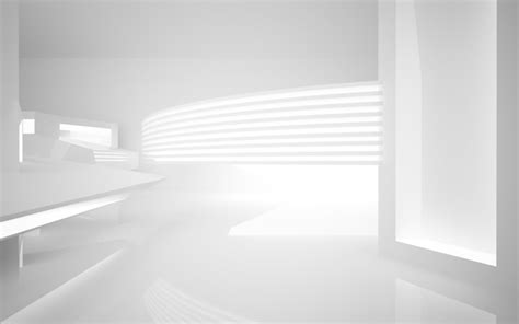 Uma Sala Branca Com Uma Parede Curva E Uma Mesa Branca Com Uma Mesa