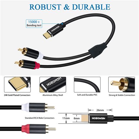 Snapklik Com Hosongin Usb C To Male Rca Audio Stereo Cable Feet