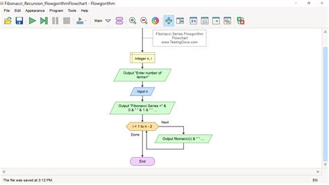flowchart of fibonacci series