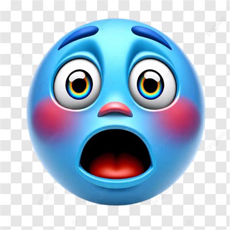푸른 파란 파란색 푸른색 3d 3차원 이모티콘 충격 충격 표정 얼굴 표정 활짝 벌리다 입 크다 크다 둥근 눈 눈 노란색 노랑색 홍채 홍채 장밋빛 뺨 그라데이션 음영 윤기