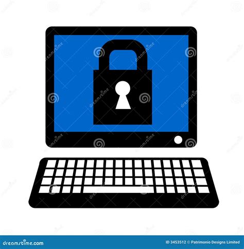 Computer With Padlock Icon Stock Photography Image 3453512