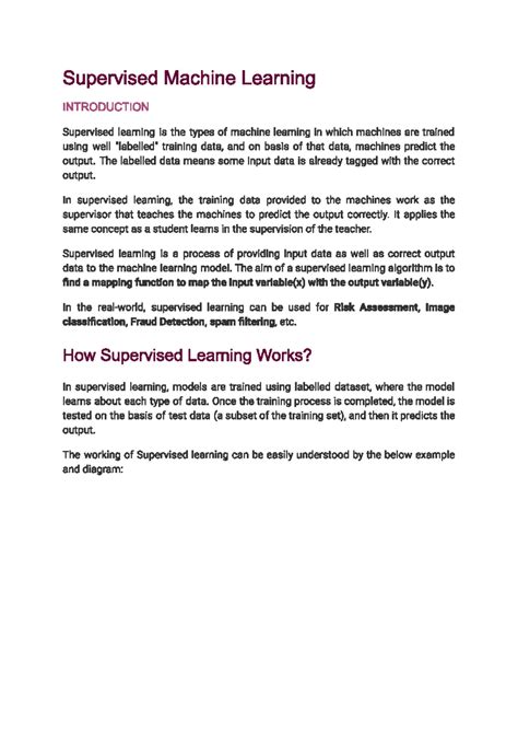 Unit 2 Introduction To Ai And Machine Learning Supervised Learning