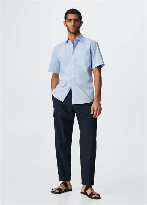 Short Sleeved Cotton Shirt Man Mango Outlet United Kingdom