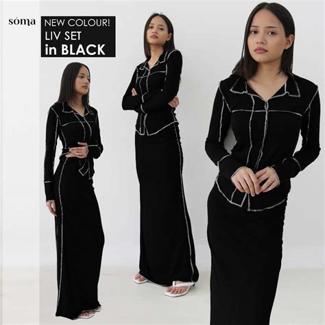 Jual LIV SET Setelan Wanita Oneset Lengan Panjang Rok Knit Rib