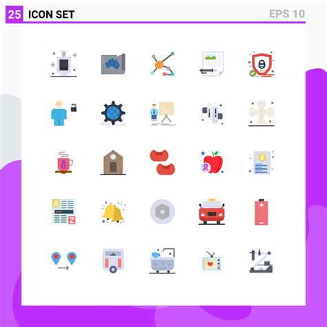 Group Of 25 Flat Colors Signs And Symbols For Document Article Travel
