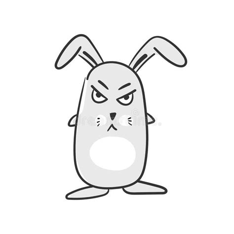 Coniglietto Rabbioso Vignetta Raffigurante Un Piccolo Coniglio Buffo Isolato Su Bianco