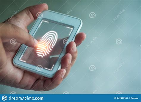 Man Scan Fingerprint Biometric Identity And Approval Stock Image