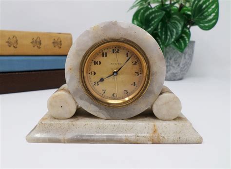 Zenith Swiss Made Marble Mantel Clock Vintage Alarm Clock Etsy