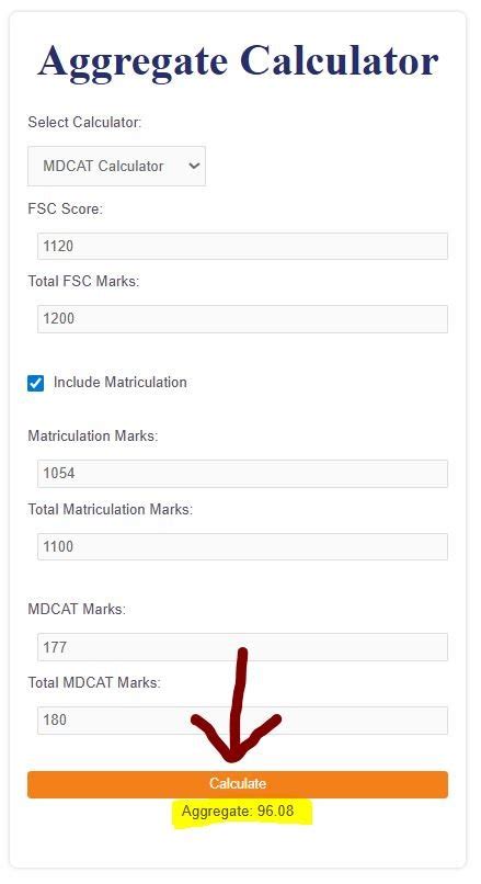 MDCAT Aggregate Calculator Best MDCAT Aggregate Calculator
