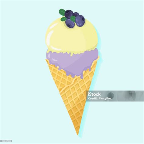 밝은 만화 스타일에 아이스크림입니다 좋은 색상 파란 배경에 고립에서 아이스크림 벡터입니다 개발에 대한 스톡 벡터 아트 및 기타 이미지 Istock