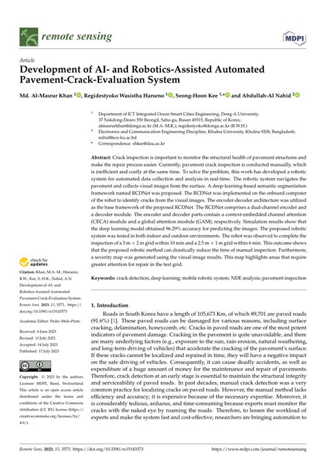pdf development of ai and robotics assisted automated pavement crack