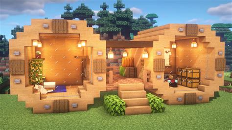 Красивый стартовый дом в Minecraft 11 на 11 блоков для выживания с
