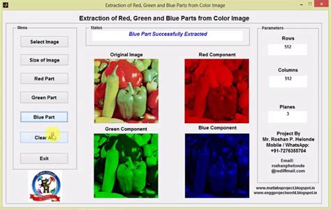 extraction of red green and blue color from color images matlab