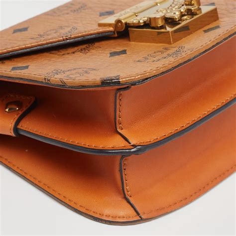 Mcm Cognac Visetos Coated Canvas And Leather Patricia Crossbody Bag For