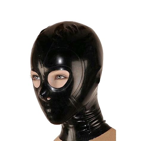 Unisex Latex Hood Mask Open Mouth Hole Headgear Headpiece Womenmen Full