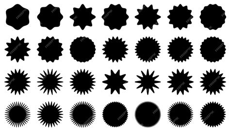 스타버스트 스티커 세트 벡터 원 모양 간단한 스티커 레이블 다양한 변형 프리미엄 벡터