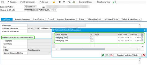 3498279 How To Check The Bp Address Independent Communication Data In Adr Tables Sap