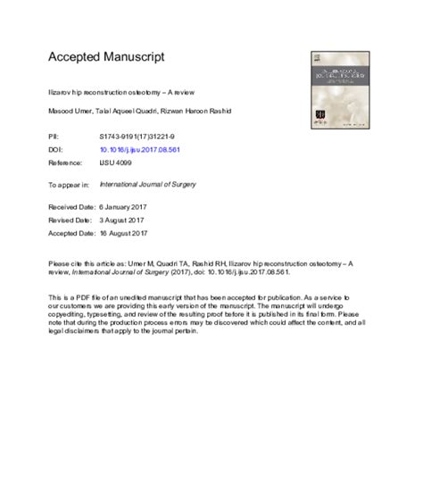 Pdf Ilizarov Hip Reconstruction Osteotomy A Review