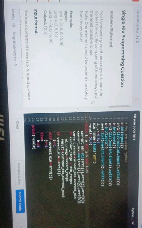 question no1 2 single file programming question problem statement you