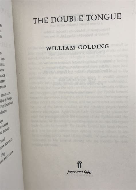 The Double Tongue First Edition Par William Golding Near Fine