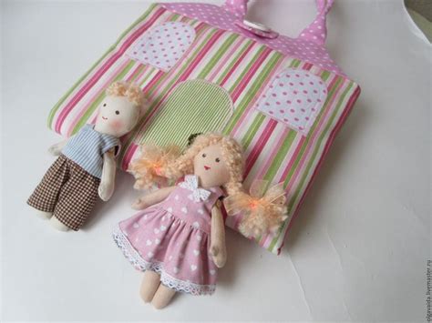 Купить Домик сумочка для куколки полоска и горошек комбинированный полоска горошек домик