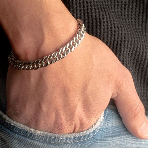 Silver Cuban Link Bracelet For Men Silver Men S Bracelets