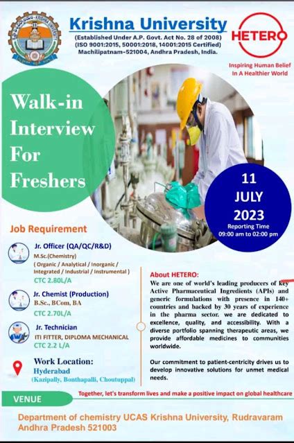 Hetero Campus Drive For Fresher BSc MSc Chemistry Organic