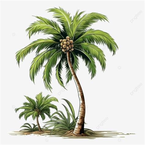 Clipart Cocotero Fondo Blanco PNG dibujos 3d Clipart árbol De Coco
