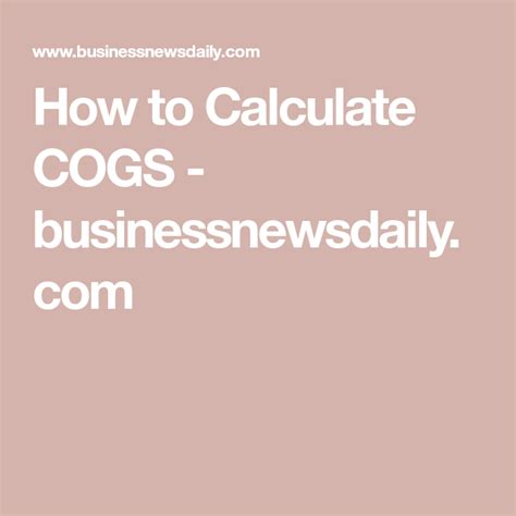 How To Calculate Cogs