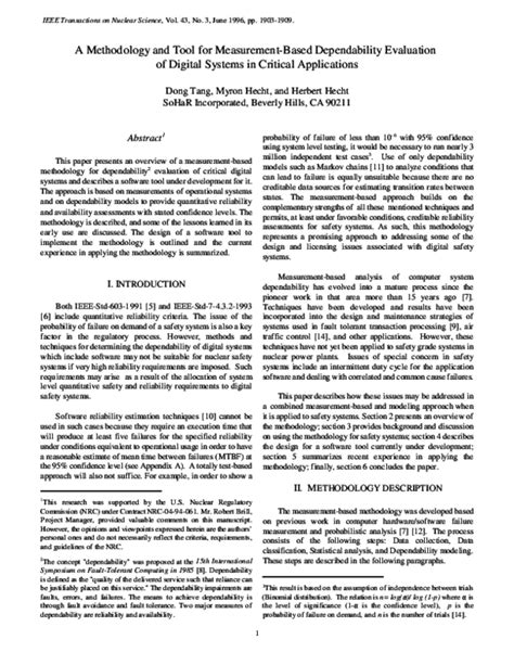 pdf a methodology and tool for measurement based dependability