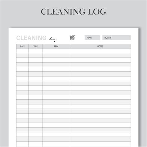 Printable Cleaning Log Cleaning Tracker Cleaned House Keeping