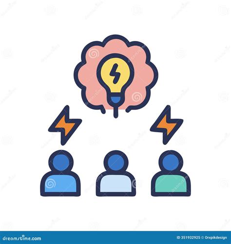 Brainstorming Icon In Monochrome Style Isolated On White Background Conference And Negetiations