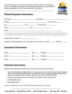 Fillable Online YMCA YWCA Of Winnipeg S CAMP STEPHENS Staff Hiring Fax Email Print PdfFiller