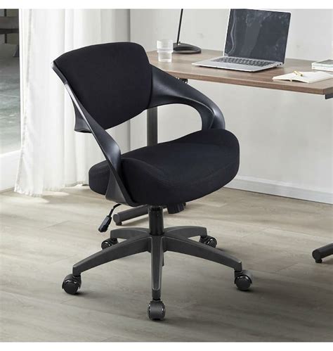 Bojuzija 인체 공학적 사무실 컴퓨터 책상 의자 요추 지지 360° 회전 컴퓨터 작업 의자 블랙 1 티몬