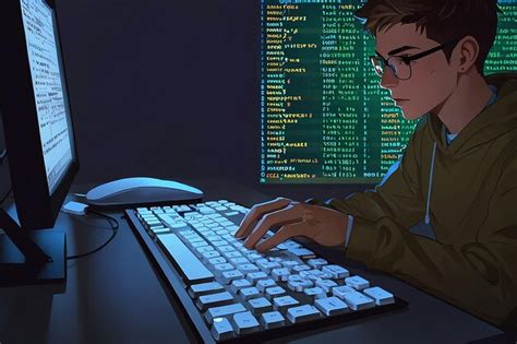 Programmer Typing Data Code Software Development Vector Illustration Premium Ai Generated Image