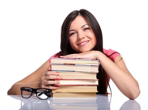 Premium Photo Beautiful College Girl Sitting Near The Glasses And