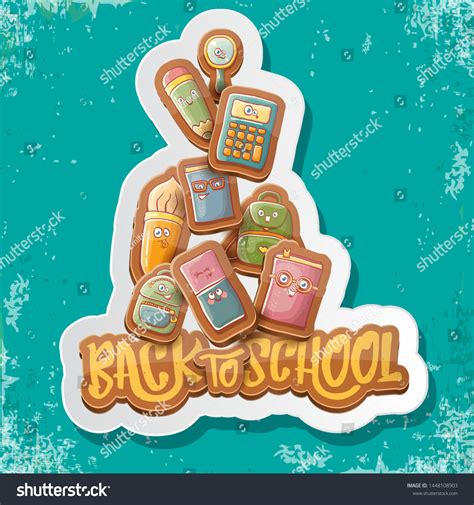 Back School Vector Characters Background Template Stock Vector Royalty