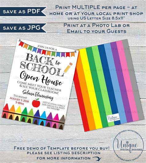 Back To School Open House Invitation Meet Your Teacher Pta Invite Cray