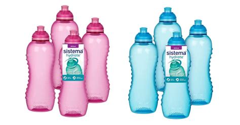 Sistema Twist N Sip Squeeze Sports Water Bottles 460ml 4 Pack From £795