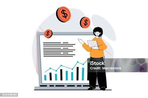 Konsep Pasar Saham Dengan Adegan Orang Dalam Desain Datar Untuk Web