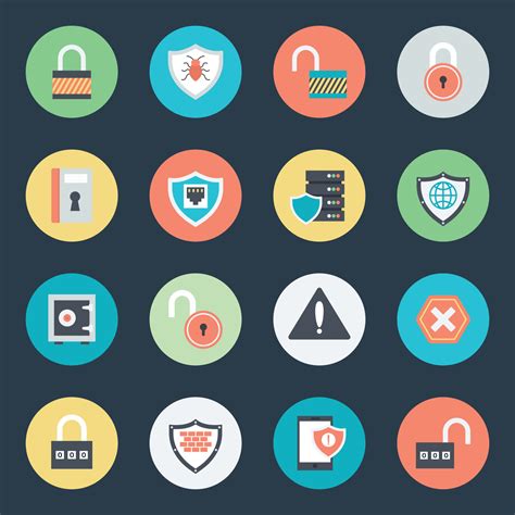 Set Of Security Flat Icons Vector Art At Vecteezy