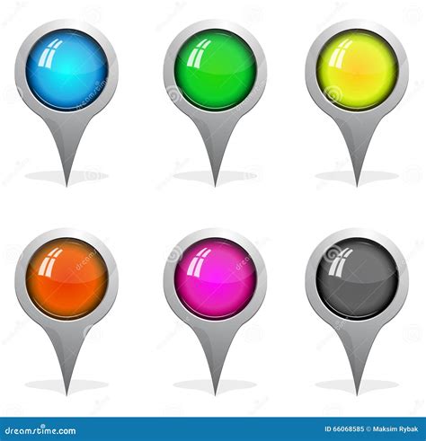 Set Of Map Pointers Stock Vector Illustration Of Bright 66068585