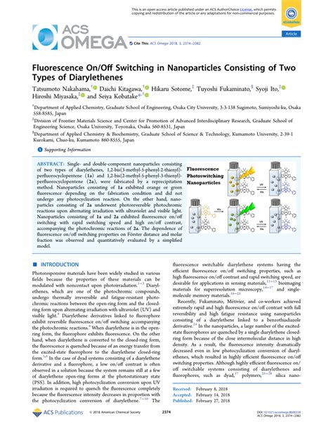 Pdf Fluorescence Onoff Switching In Nanoparticles Consisting Of Two
