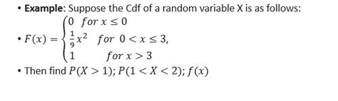 Solved Example Suppose The Cdf Of A Random Variable X Is Chegg Com