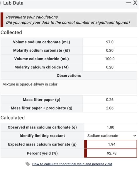 Solved Lab Data X Reevaluate Your Calculations Did You Chegg