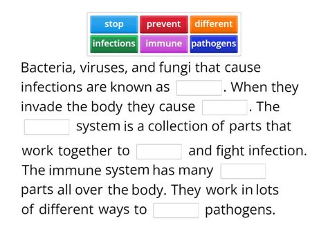 Immune System And Pathogens Complete The Sentence