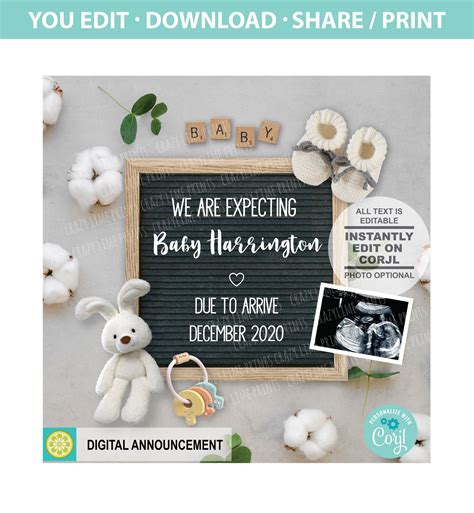 Social Media Pregnancy Announcement Template
