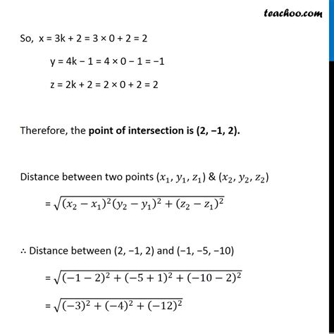 Question Find Distance Of Point From Point Of Inter
